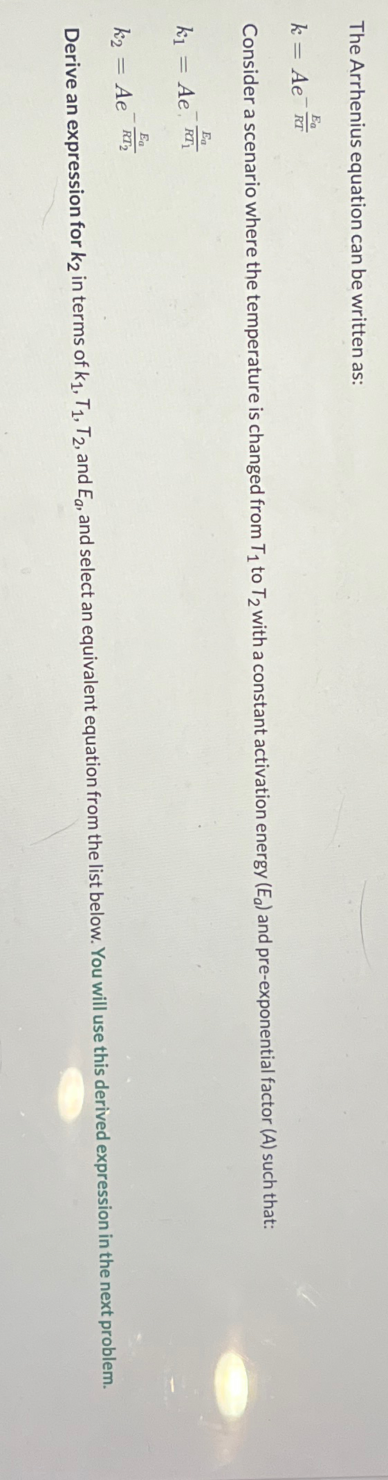 Solved The Arrhenius equation can be written | Chegg.com