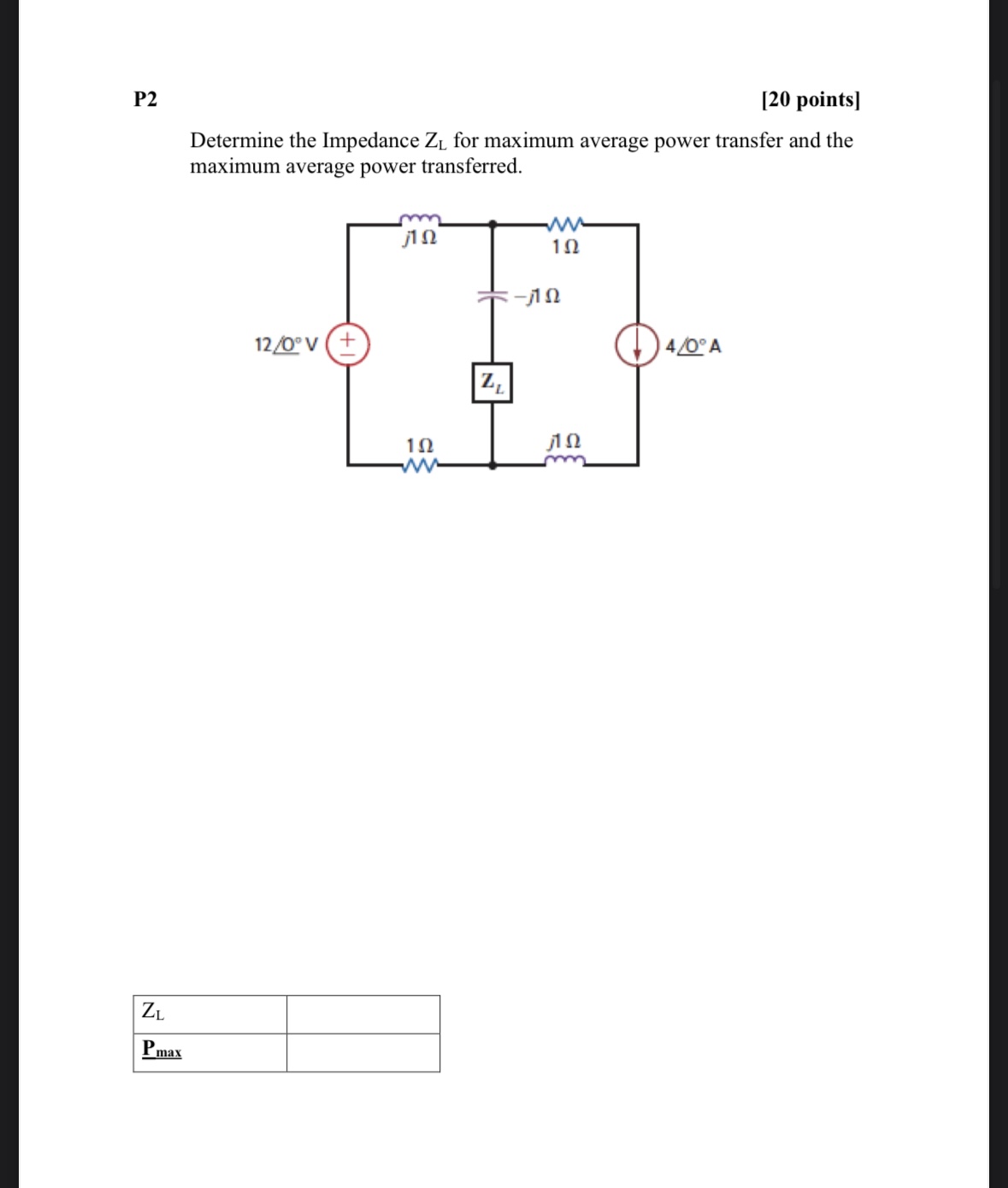 Solved Determine the Impedance \( \mathrm{Z}_{\mathrm{L}} \) | Chegg.com