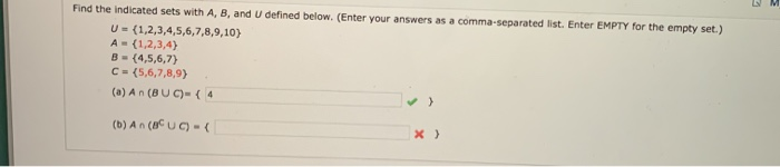 Solved Find the indicated sets with A, B, and U defined | Chegg.com