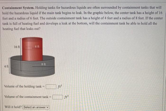 Solved Containment System. Holding tanks for hazardous | Chegg.com