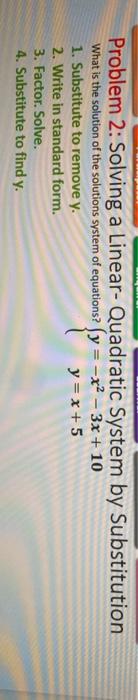 Solved Problem 2: Solving a Linear- Quadratic System by | Chegg.com