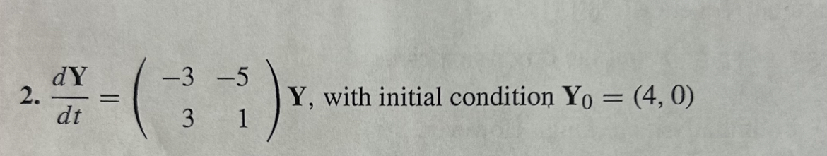 Solved dYdt=([-3,-5],[3,1])Y, ﻿with initial condition | Chegg.com