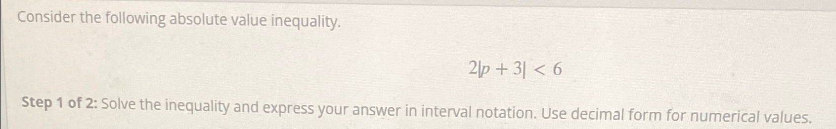 Solved Consider the following absolute value | Chegg.com