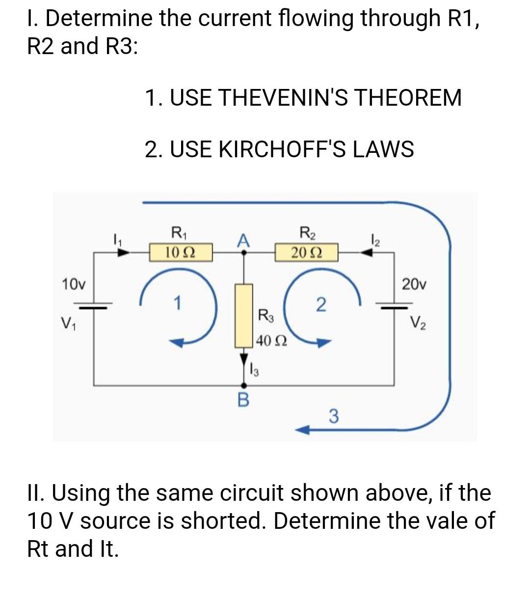 Solved 1. Determine the current flowing through R1, R2 and | Chegg.com