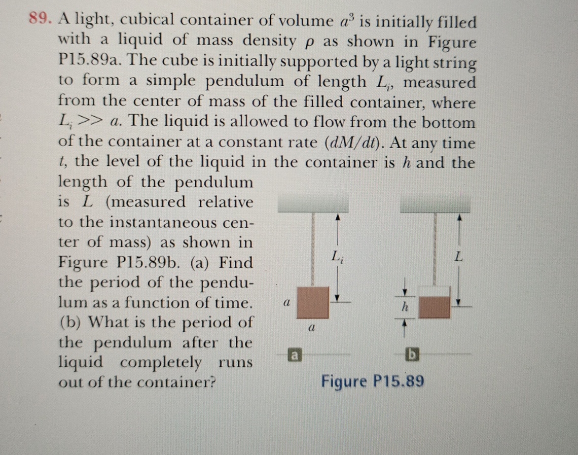 Solved A light, cubical container of volume a3 ﻿is initially | Chegg.com