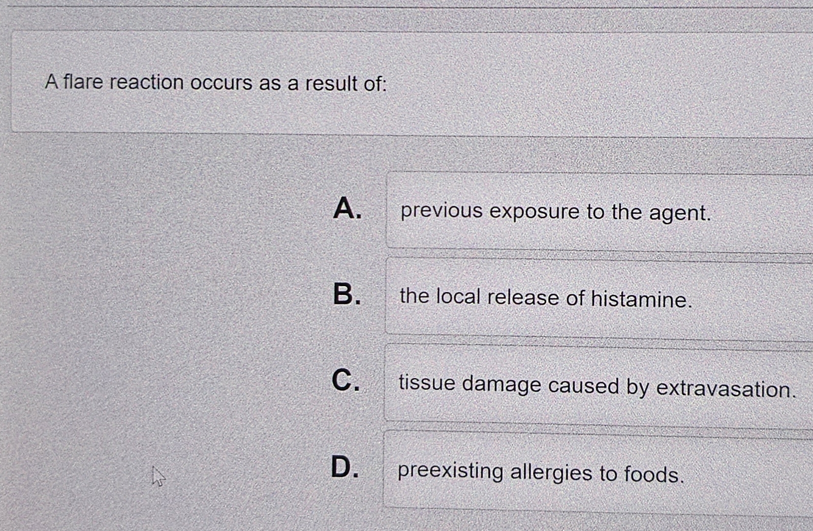 Solved A flare reaction occurs as a result of:A. ﻿previous | Chegg.com