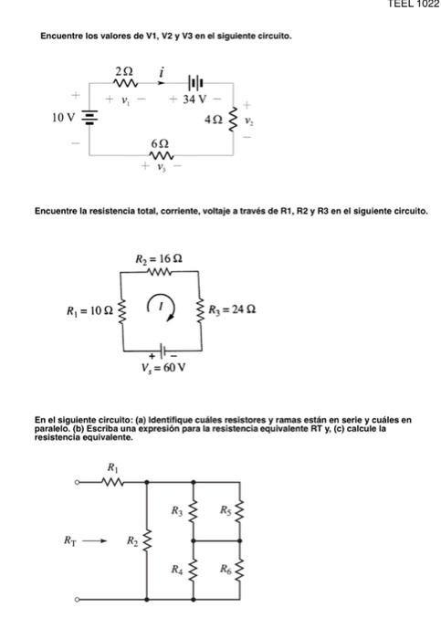 Solved EEL 1022 Encuentre los valores de V1, V2 y V3 en el | Chegg.com