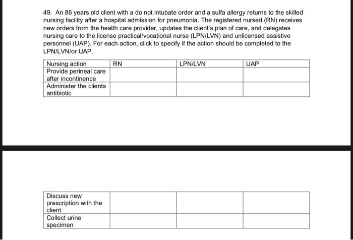 Solved 49. An 86 years old client with a do not intubate | Chegg.com