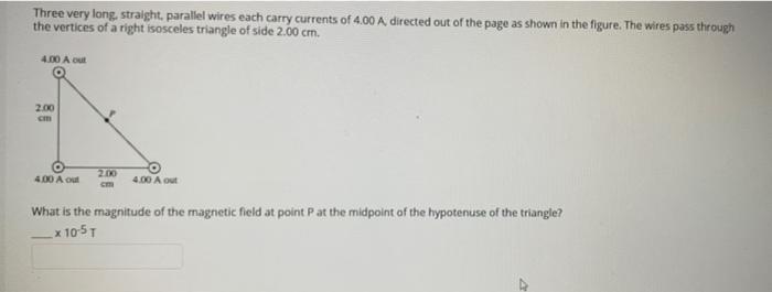 Solved Three very long, straight, parallel wires each carry | Chegg.com