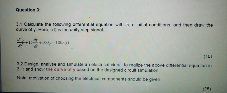 Solved Question 3: 3.1 Calculate the following differential | Chegg.com