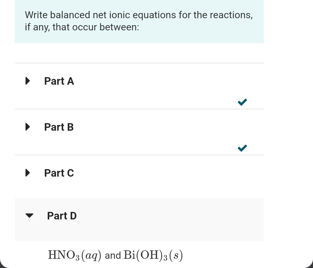 Solved Write balanced net ionic equations for the | Chegg.com