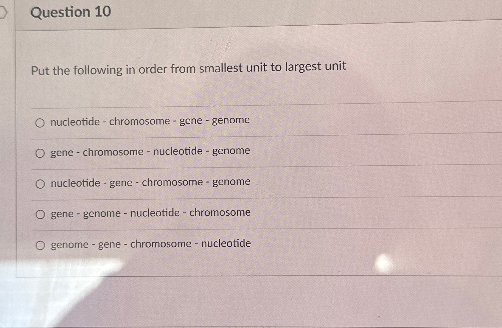 Solved Question 10Put the following in order from smallest | Chegg.com