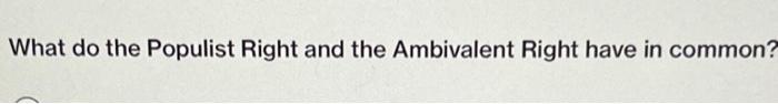 What do the Populist Right and the Ambivalent Right | Chegg.com