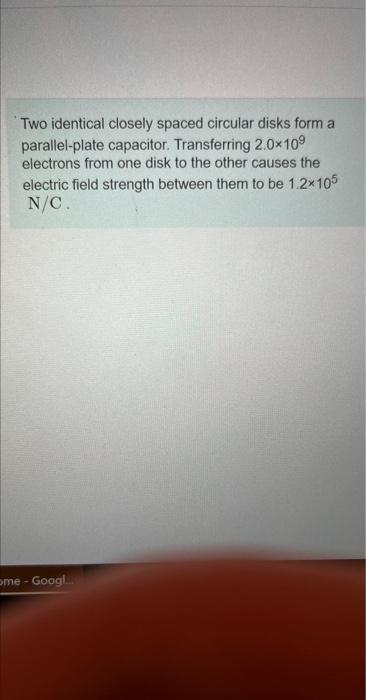 Solved Two identical closely spaced circular disks form a | Chegg.com