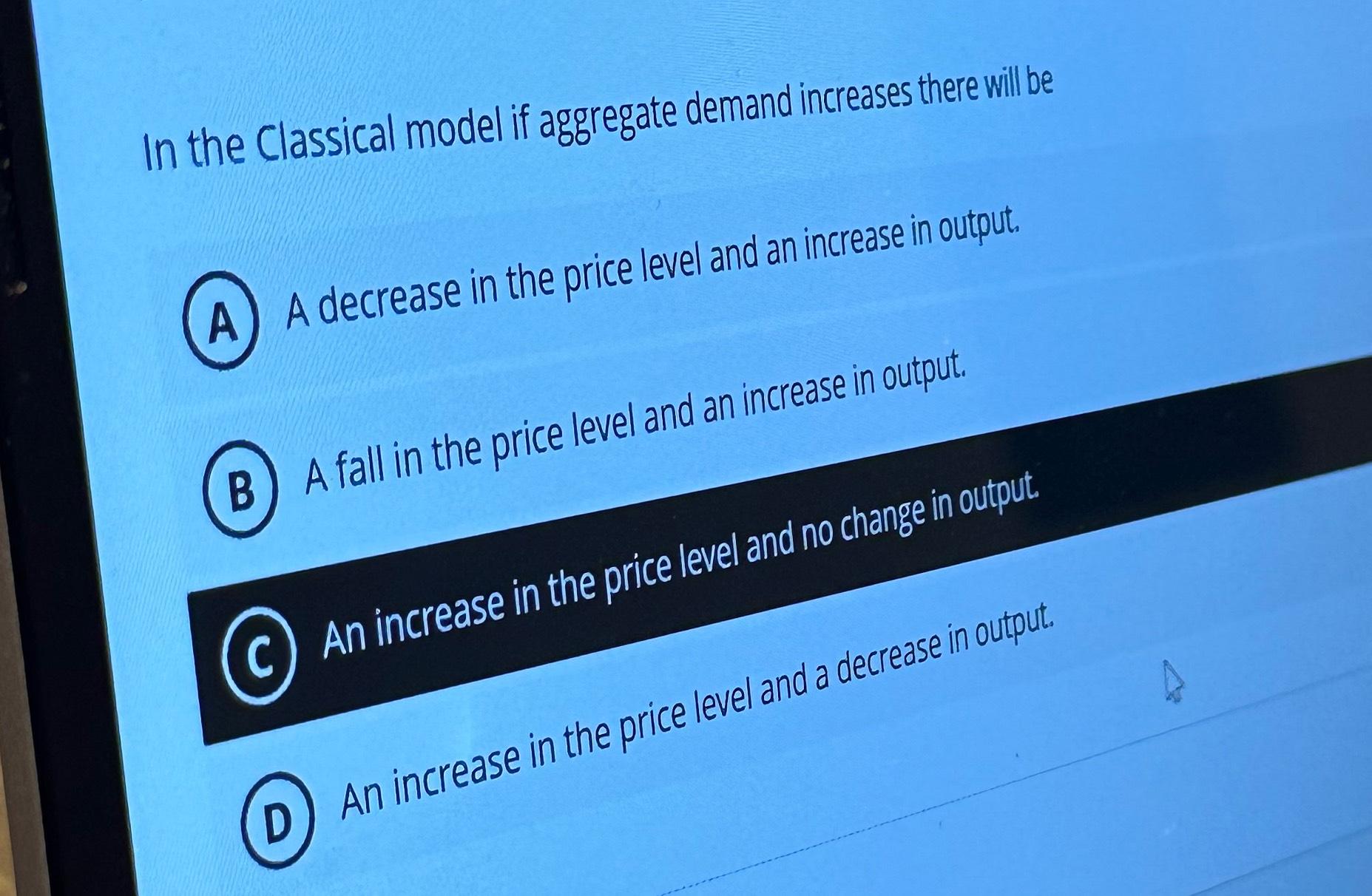 Solved In the Classical model if aggregate demand increases | Chegg.com