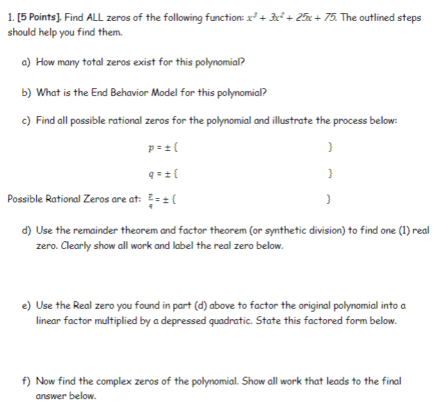Solved Find ALL zeros of the following function: | Chegg.com