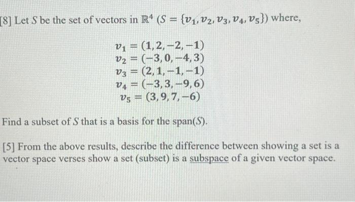 Solved 8] Let S be the set of vectors in | Chegg.com