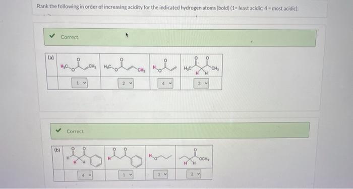 Solved Rank the following in order of increasing acidity for | Chegg.com