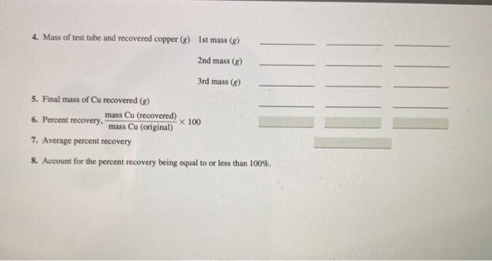 Experiment 28 Report Sheet Chemistry of Copper Dale | Chegg.com