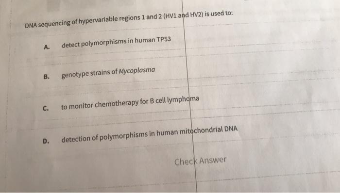 Solved DNA sequencing of hypervariable regions 1 and 2 (HV1 | Chegg.com