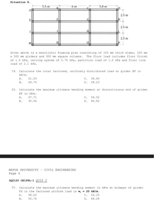 Solved load of 2.1kPa. 19. Calculate the total factored, | Chegg.com