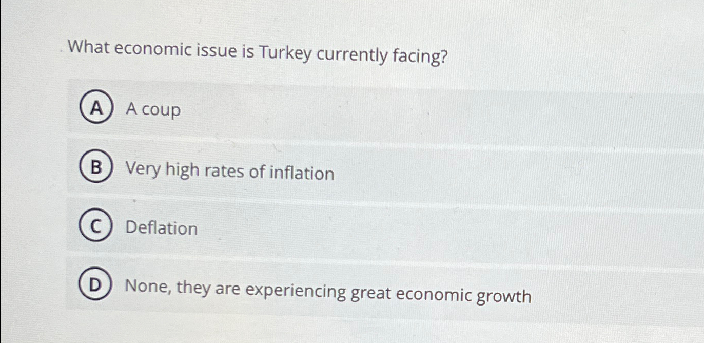 Solved What economic issue is Turkey currently facing?A | Chegg.com