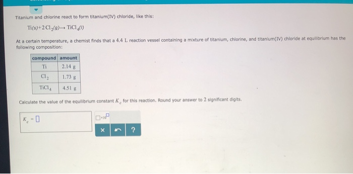Solved Titanium and chlorine react to form titanium(IV) | Chegg.com