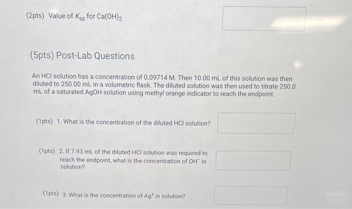 Solved (2pts) Determination of a Solubility Product Constant | Chegg.com