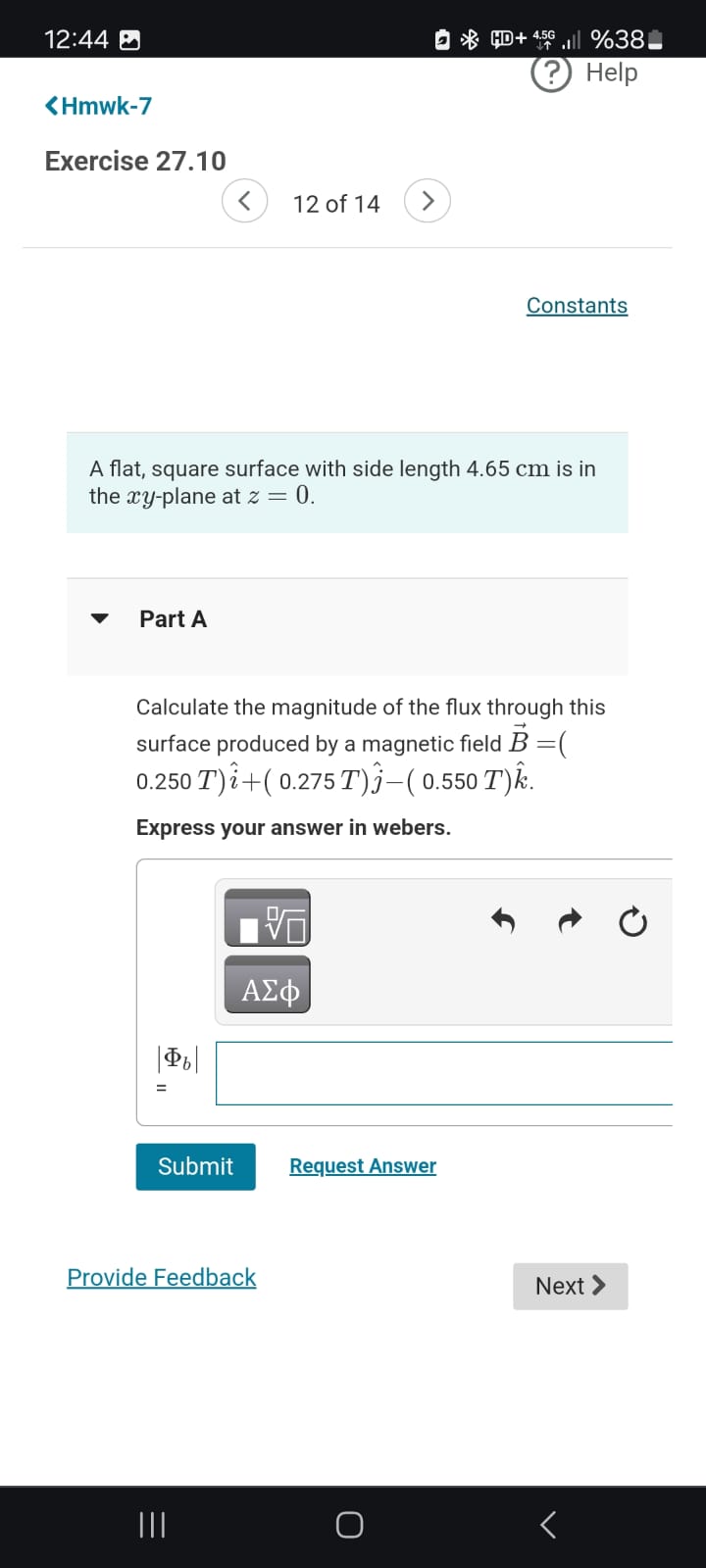 Solved A flat, square surface with side length 4.65cm ﻿is | Chegg.com