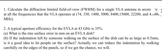 1. Calculate the diffraction limited field-of-view | Chegg.com