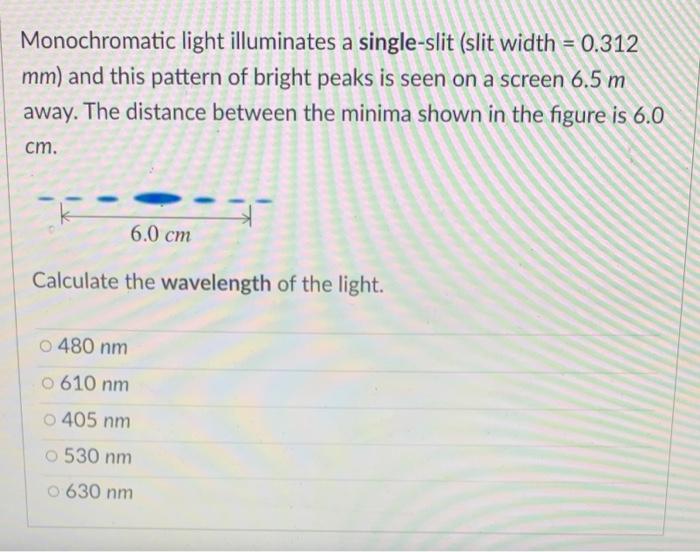 Solved Monochromatic light illuminates a single-slit (slit | Chegg.com
