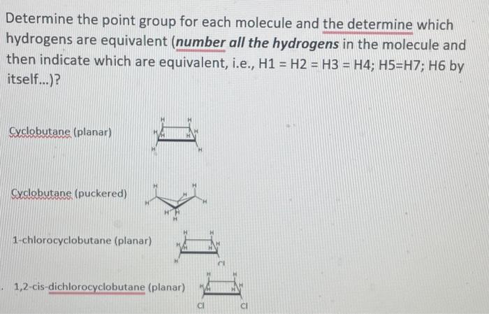 Solved Determine the point group for each molecule and the | Chegg.com