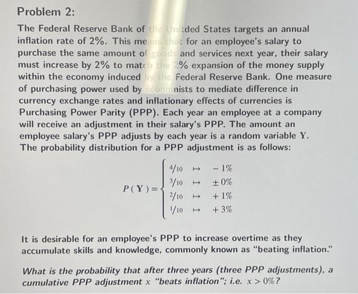 Solved Problem 2: The Federal Reserve Bank of inflation rate | Chegg.com