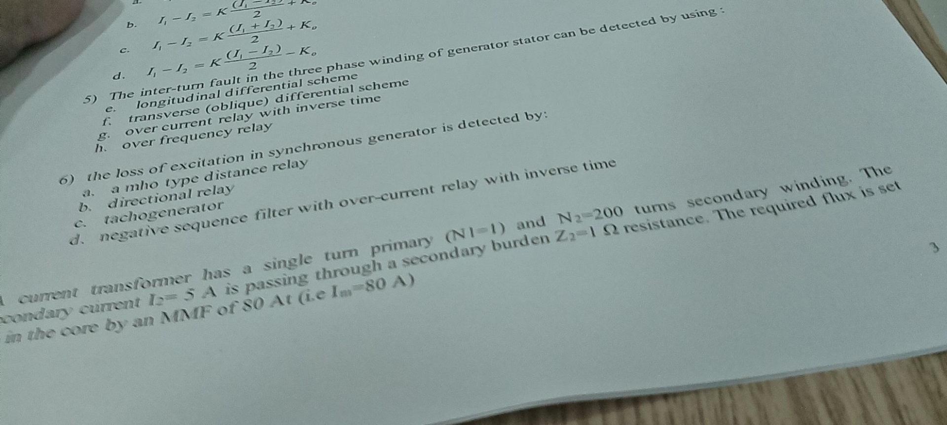 Solved b. c. I1−I2=K2(I1+I2)+KD d. I1−I2=K2(I1−I2)−K0 5) The | Chegg.com