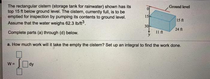 Solved Ground level The rectangular cistern (storage tank | Chegg.com