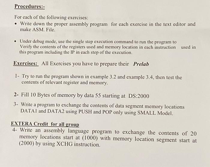 Solved Procedures:- For each of the following exercises: • | Chegg.com