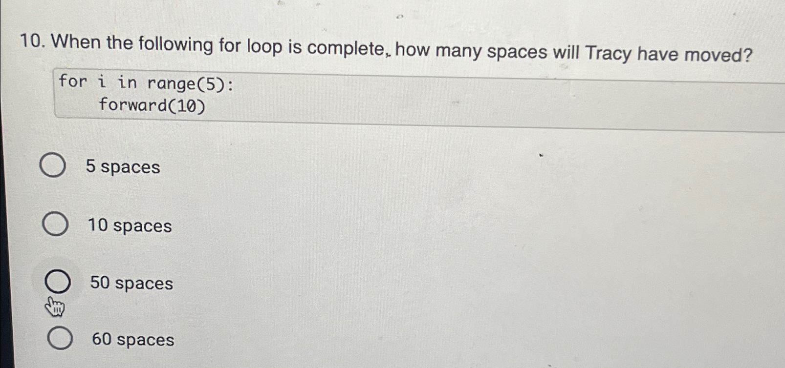 Solved When the following for loop is complete, how many | Chegg.com