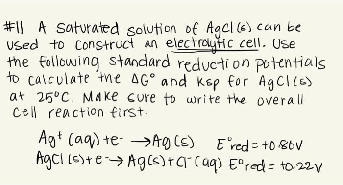 Solved \#II A saturated solution of AgCl(s)can be used to | Chegg.com