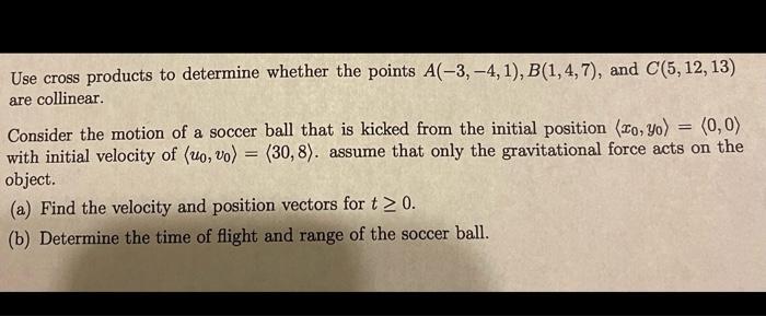 Solved Use cross products to determine whether the points | Chegg.com