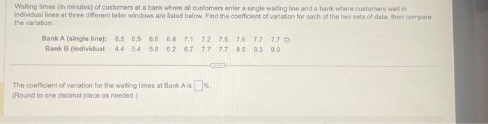 Solved Waiting times (in minutes) of customers at a bank | Chegg.com