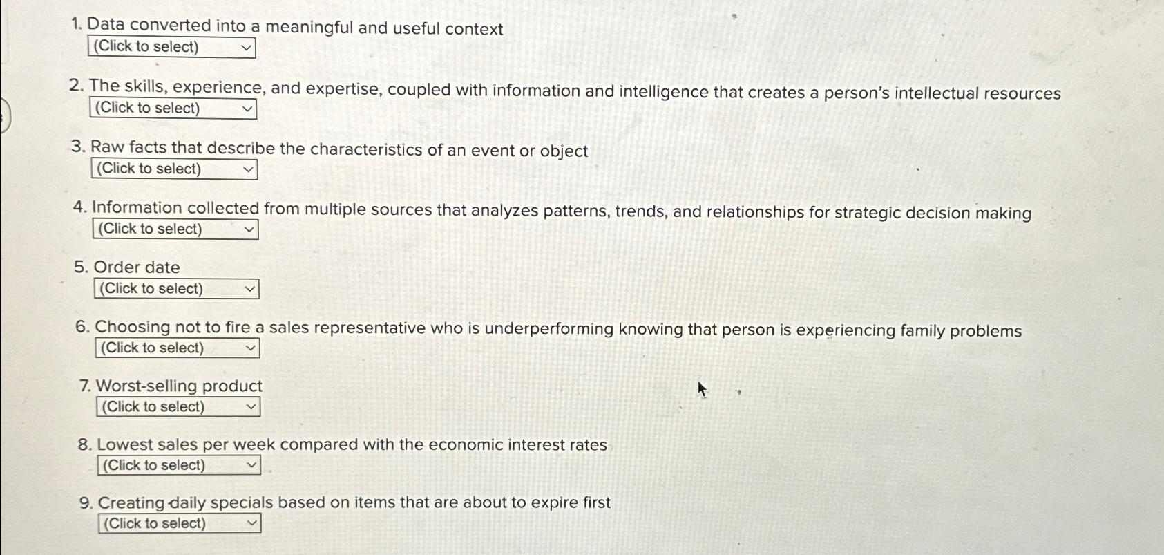 Solved Data converted into a meaningful and useful | Chegg.com