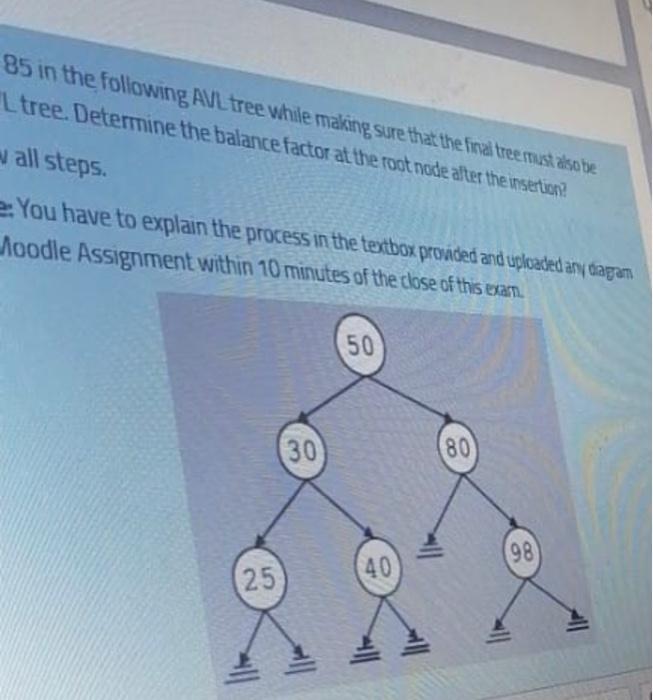 Solved insert number 85 in the following AVL tree while | Chegg.com