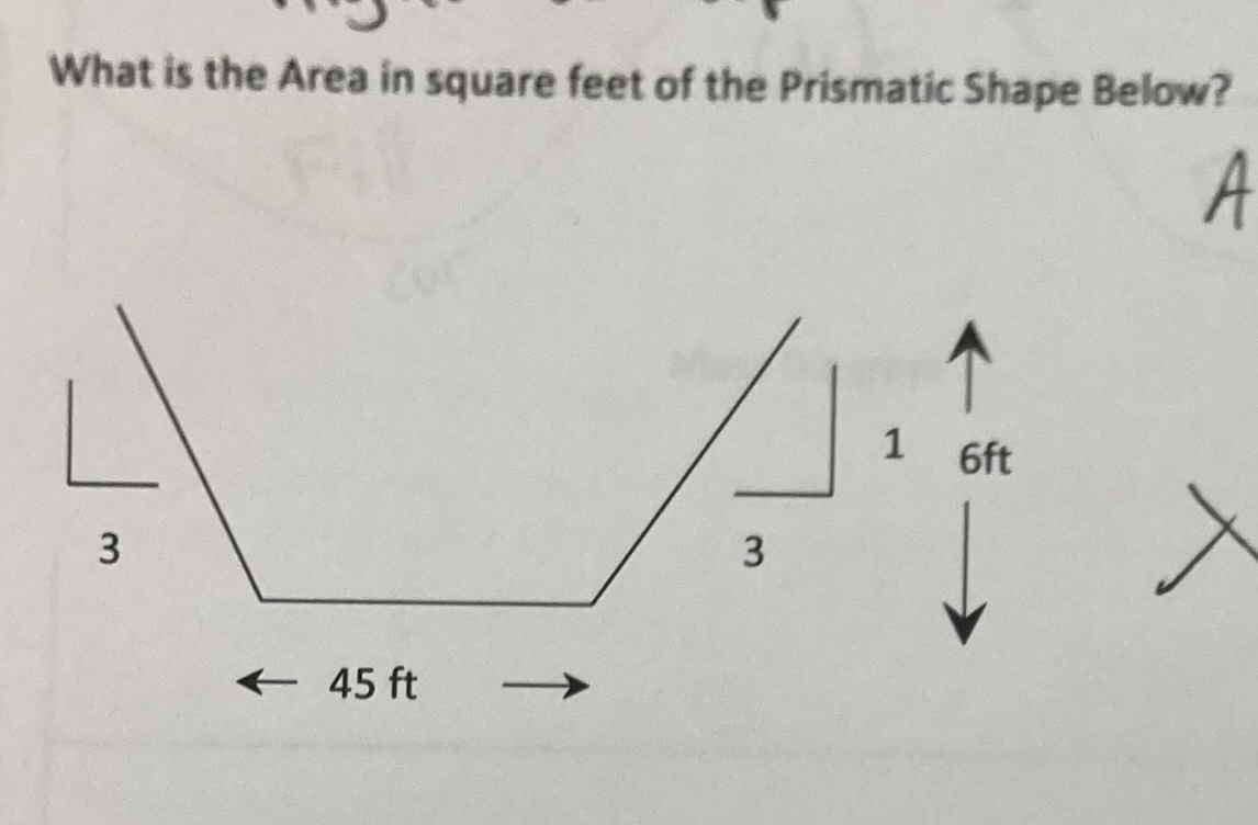 Solved What is the Area in square feet of the Prismatic | Chegg.com