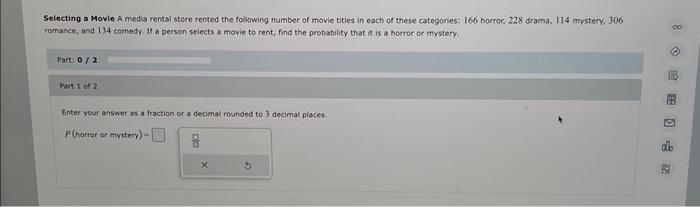 Solved Selecting a Movie A media rental store rented the | Chegg.com