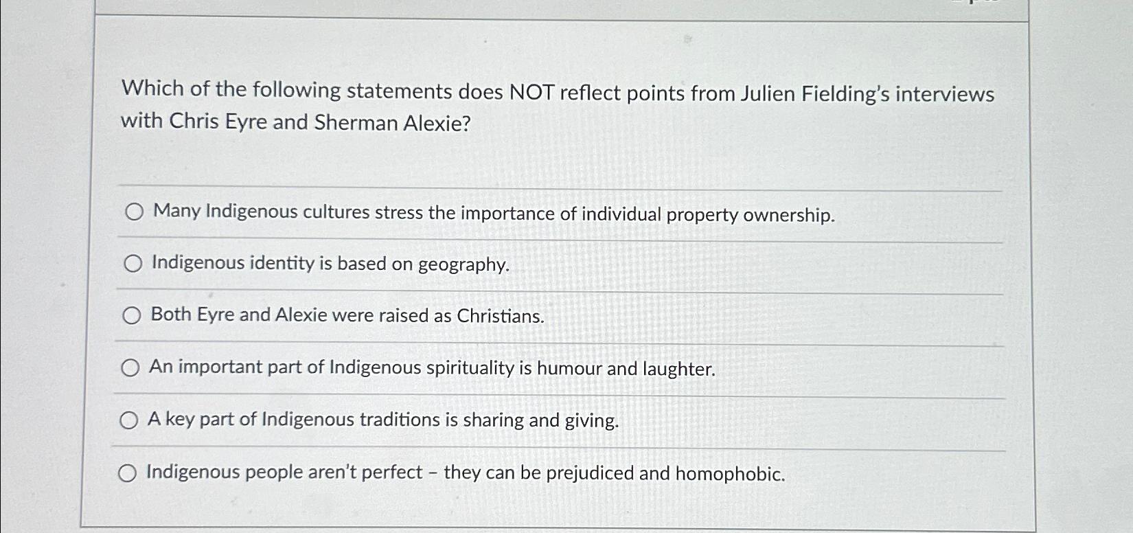 Solved Which of the following statements does NOT reflect | Chegg.com