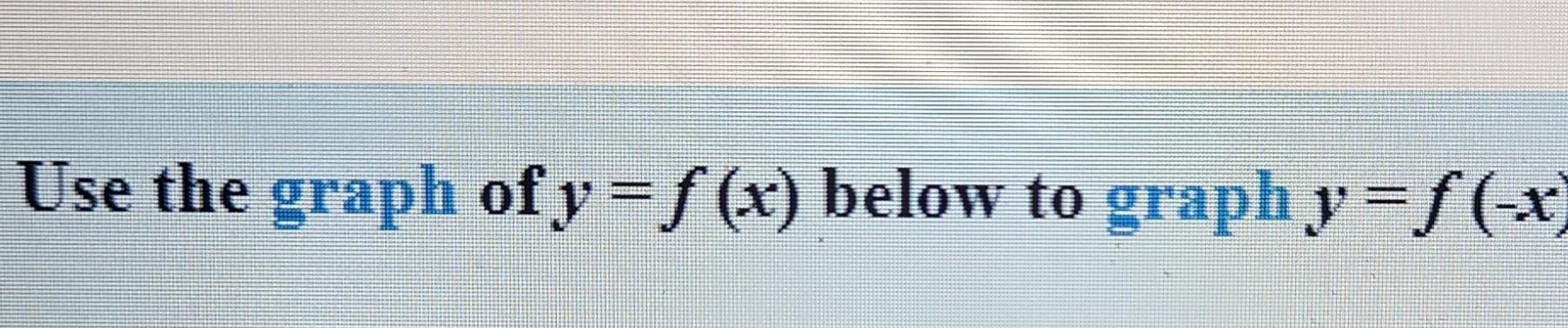 Use the graph of y=f(x) below to graph y=f(−x) | Chegg.com Use the graph of y=f(x) below to graph y=f(−x) | Chegg.com