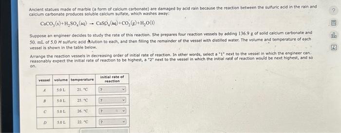 Solved Ancient statues made of marble (a form of calcium | Chegg.com