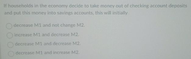 Solved If households in the economy decide to take money out | Chegg.com
