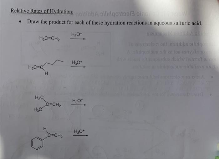 Solved draw the product for each of these hydration | Chegg.com