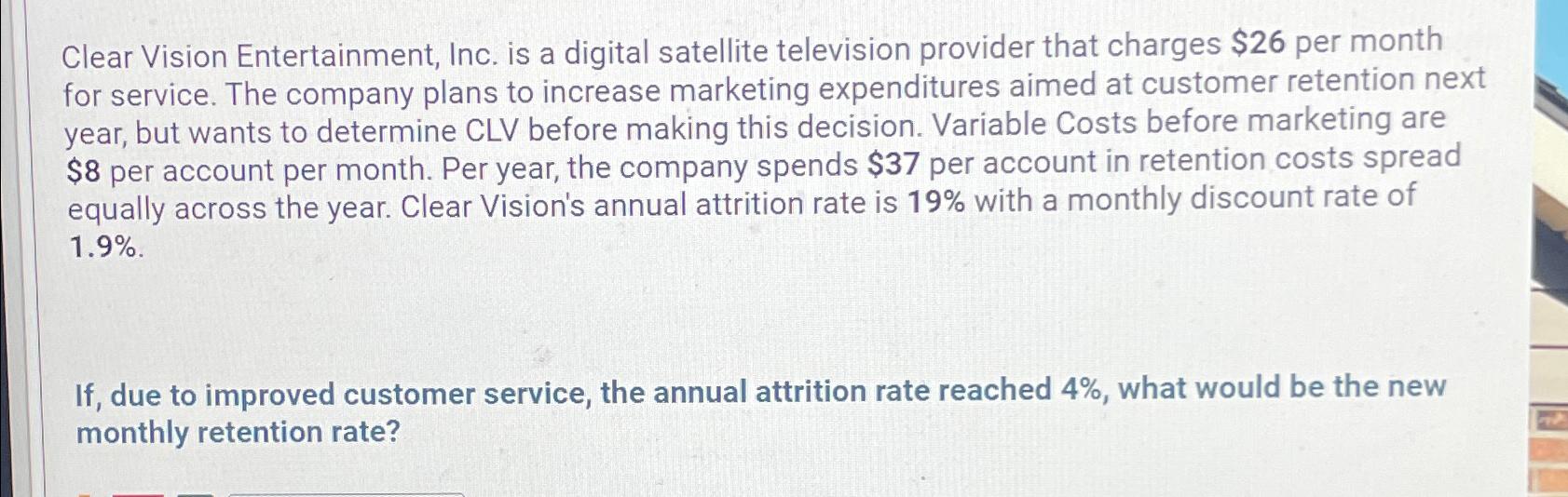 Solved Clear Vision Entertainment, Inc. is a digital | Chegg.com